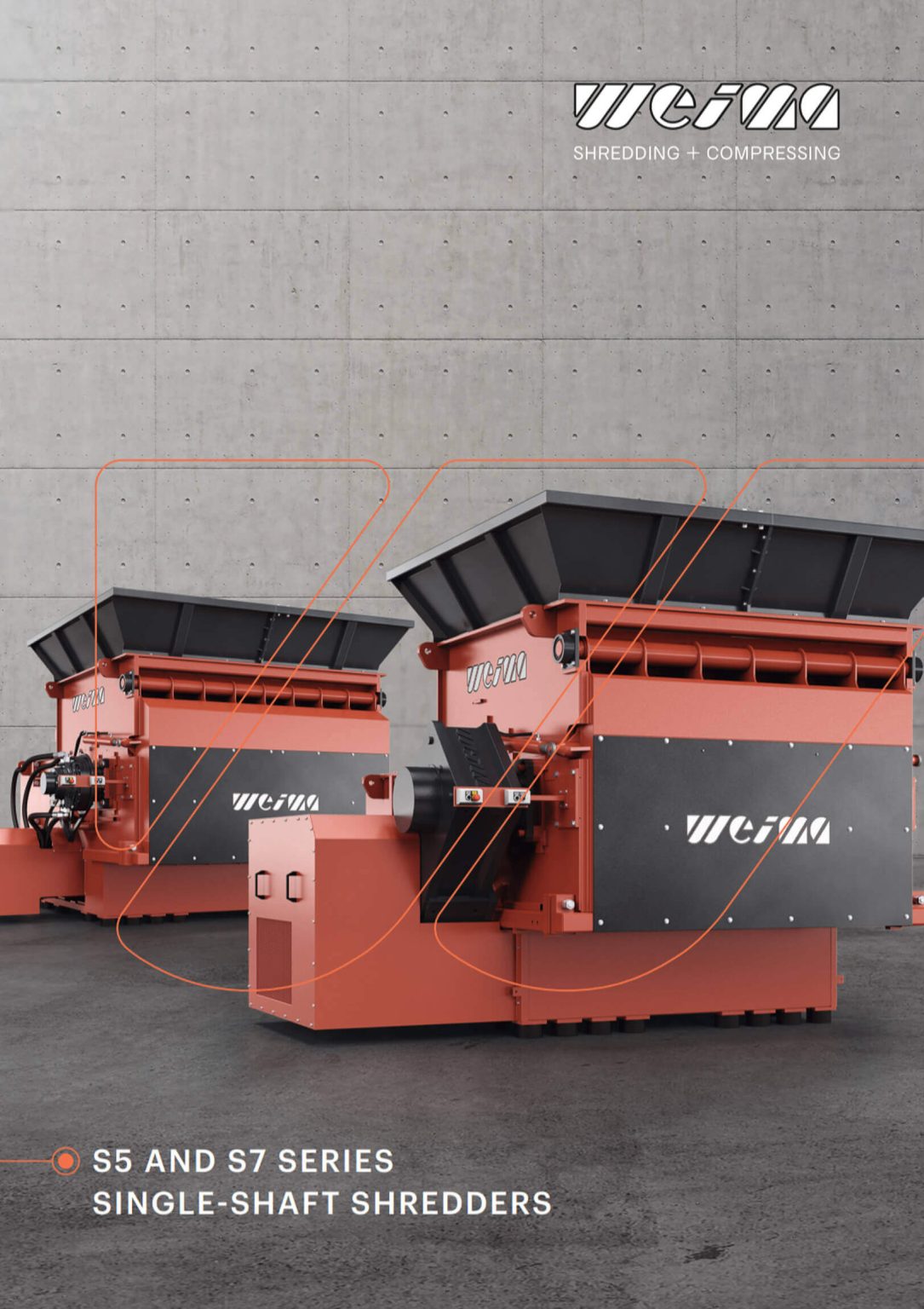 Single-shaft shredder of the S5.20 lift-up series from WEIMA